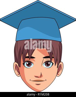 young graduate man face cartoon vector illustration graphic design ...