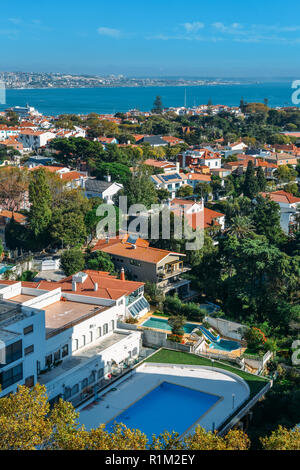 Panoramic aerial view of Cascais Bay in Lisbon region, Portugal Stock ...