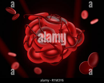 Illustration of clotted human red blood cells Stock Photo - Alamy