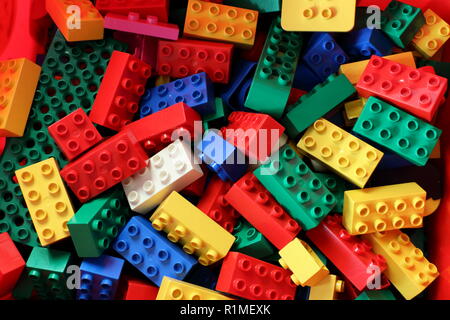 The lego blocks toy multi color background Stock Photo - Alamy