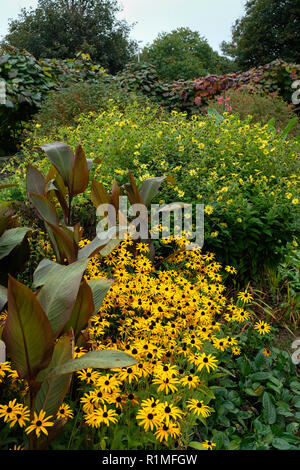 Overbeck's National Trust garden near Salcombe. Looking over garden and ...