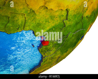 Equatorial Guinea on model of Earth with country borders and blue ...