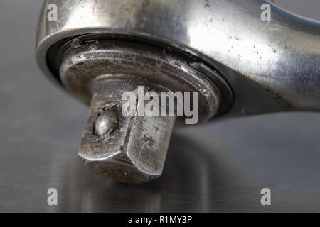 Old socket wrenches with a handle. Accessories for a workshop mechanic ...
