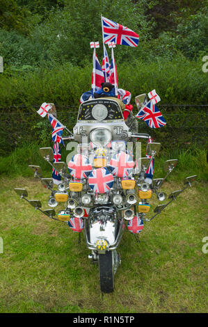 MOD decorated scooter with Union Jack and stickers promoting the Mod ...