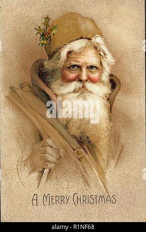 vintage father christmas illuatration Stock Photo - Alamy