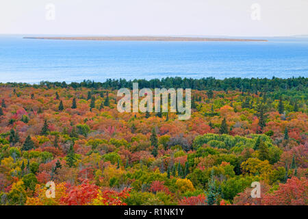 Overlooking the autumn forest near Montreal Harbour, Montreal River ...