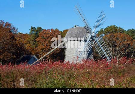 The Higgins Farm Windmill (1700's) in Brewster, Massachusetts, USA, on ...