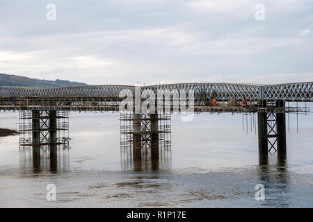 Montrose Railway Bridge, Montrose, Angus, Scotland, UK with the River South Esk passing ...