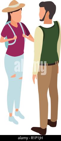 Woman and man couple talking isometric avatar vector illustration ...