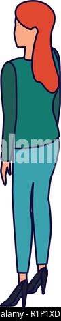 Young woman showing back isometric avatar vector illustration graphic ...