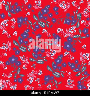 red flowers seamless pattern Stock Vector Image & Art - Alamy