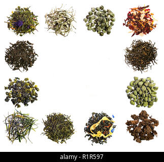 Collection of different teas isolated on white Stock Photo - Alamy