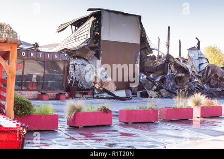 DUCLAIR, FRANCE - OCTOBER Circa, 2018 : Damaged CARREFOUR MARKET ...