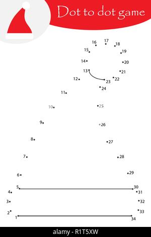 Dot to dot Christmas puzzle for children. Connect dots game. Christmas ...