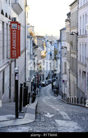 Paris Street - Rue Germain Pilon - Montmartre - Paris - France Stock ...