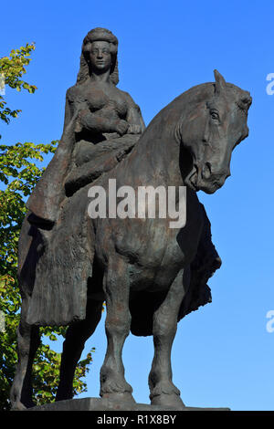Equestrian monument of a shield-maiden (female warrior) in Roskilde ...