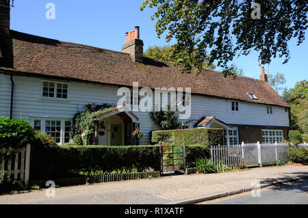 Row of weatherboarded cottages, Little Berkhamsted, Hertfordshire Stock ...