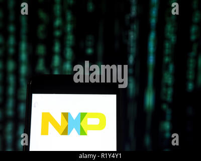 NXP Semiconductors, Semiconductor manufacturing company logo seen ...