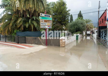 Storm causes flash flood in La Cala, Benidorm, Costa Blanca, Spain,15th ...
