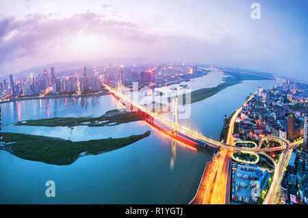 High-altitude city night scene Stock Photo - Alamy