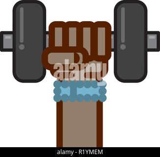 vector illustration of weightlifting weightlifter hand lifting Stock ...