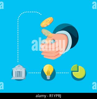 bank building with statistics pie vector illustration design Stock ...