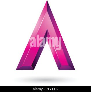 Vector Illustration of Magenta Geometrical Glossy Letter A isolated on ...