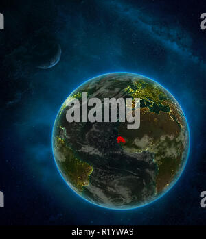 Senegal from space on Earth surrounded by space with Moon and Milky Way ...