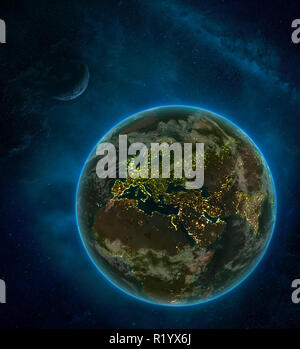 Cyprus from space on Earth at night. Very fine detail of the plastic ...