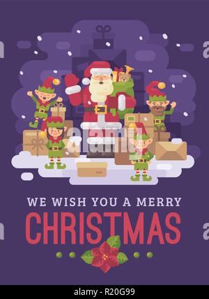 Elves cartoon character with Christmas present illustration Stock ...