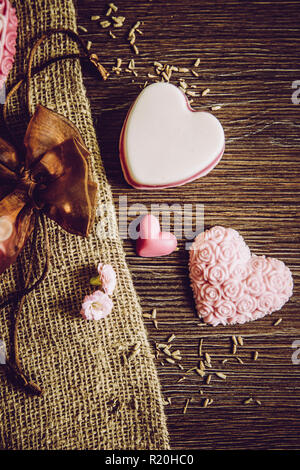 Top view Beautiful hand made golden Christmas wreath decorated with ...