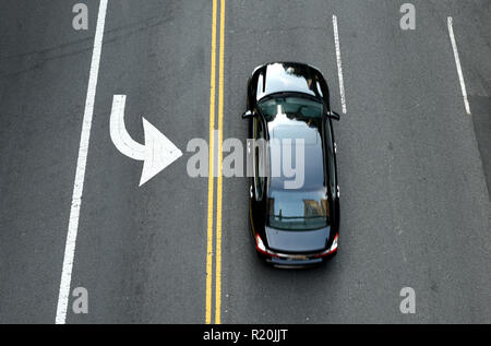yellow double solid line on the road Stock Photo - Alamy