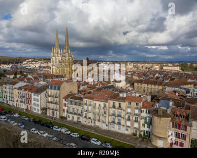 Aerial panorama of Bayonne France in Basque Country with a Gothic ...