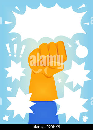 Cartoon fist hand with a comic book explosion Stock Photo - Alamy