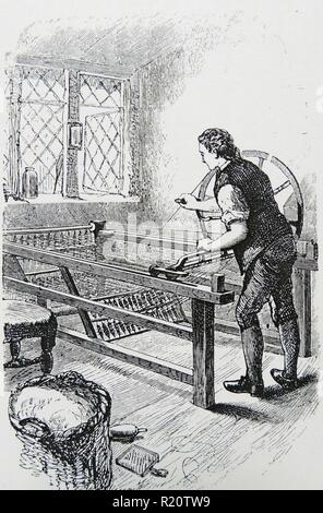 Samuel Crompton (1753-1827) English inventor. His spinning mule of 1779 ...