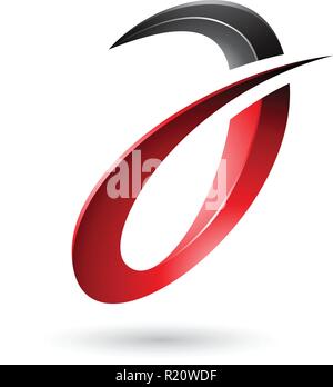 Black and Red Curved Glossy Spiky Letter D Icon on a White Background ...