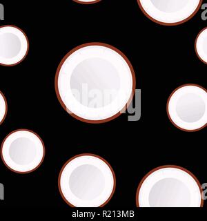 Seamless coconut vector pattern. Minimalistic food background. Vitamins ...