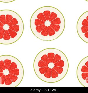 Seamless Pomelo Vector Pattern Minimalistic Food Background Vitamins Repeatable Texture Stock
