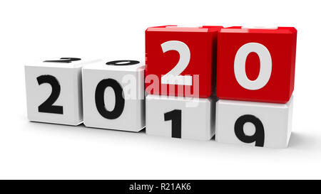 2019-2020 change represents the new year 2020, three-dimensional rendering, 3D illustration ...