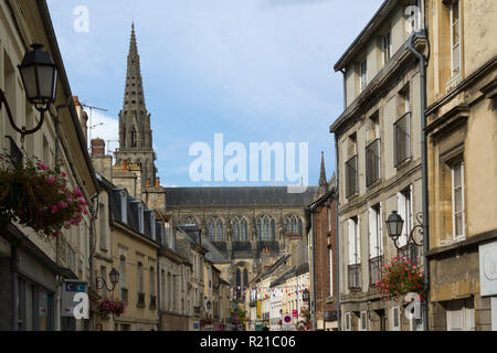 Sees, Normandy, France - 19th September 2014: Sees Cathedral towers ...