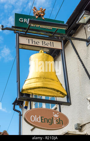 The Bell Inn pub sign, Great Bourton, Oxfordshire, England, UK Stock ...