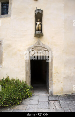 A statue of Joan of Arc over the door to her birthplace at Domremy-la ...