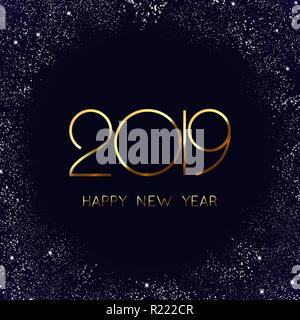 2019 New Year design card with children on purple winter background ...