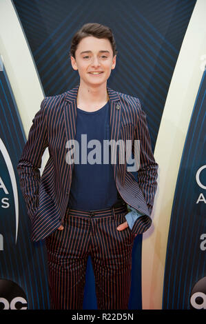 Noah Schnapp arrives at the 52nd annual CMA Awards at Bridgestone Arena ...