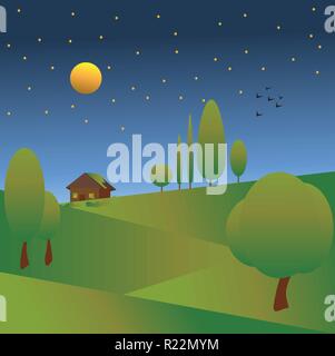 Cute Cartoon Spring Landscape. Vector Illustration with Pink,White and ...