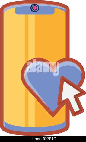 smartphone with heart and arrow mouse vector illustration design Stock ...