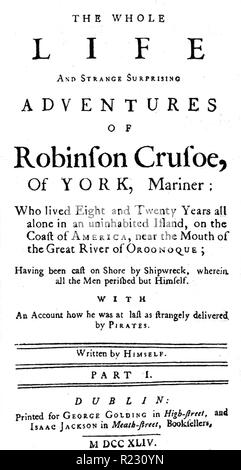 ROBINSON CRUSOE 1719 novel by Daniel Defoe. Here Crusoe finds the ...