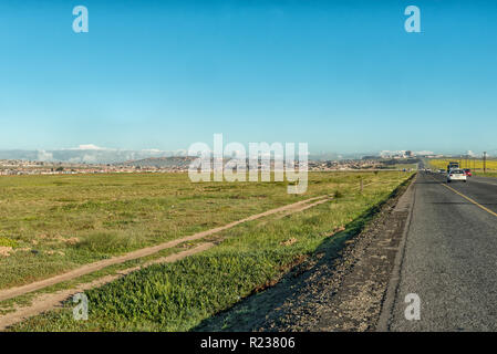 VREDENBURG, SOUTH AFRICA, AUGUST 21, 2018: A street scene, with the Big ...