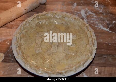 a pie with lettering spelling the word PIE on the top of it Stock Photo ...