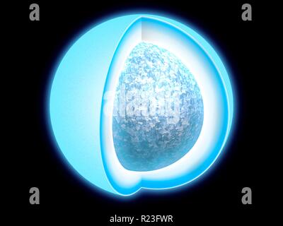 Internal structure of a white dwarf star, illustration. A white dwarf ...
